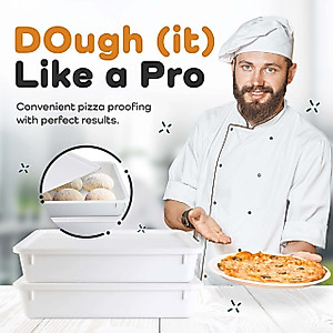 GSM Brands Pizza Dough Proofing Box - Stackable Commercial Quality Trays with Covers (17.25 x 13 Inches) - 2 Trays and 2 Covers