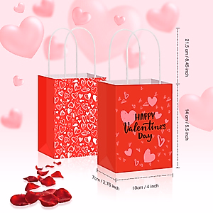 8 Pcs Mini Paper Valentines Day Gift Bags Mini Gift Bags with Handles Bag for Gift Cards, Galentines Day, Teacher Present, Classroom Parties, Wedding Birthday Sweetest Day Party Favor