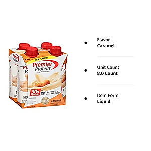 Premier Protein 30g Protein Shakes, Caramel, 11 Fluid Ounces, 8 Count