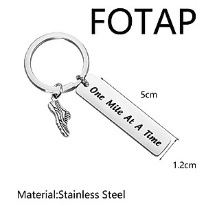 FOTAP Runner Gift One Mile At A Time keychain Runner jewelry Run Gift Marathon Jewelry Runner keychain Marathon gift(One Mile Key)