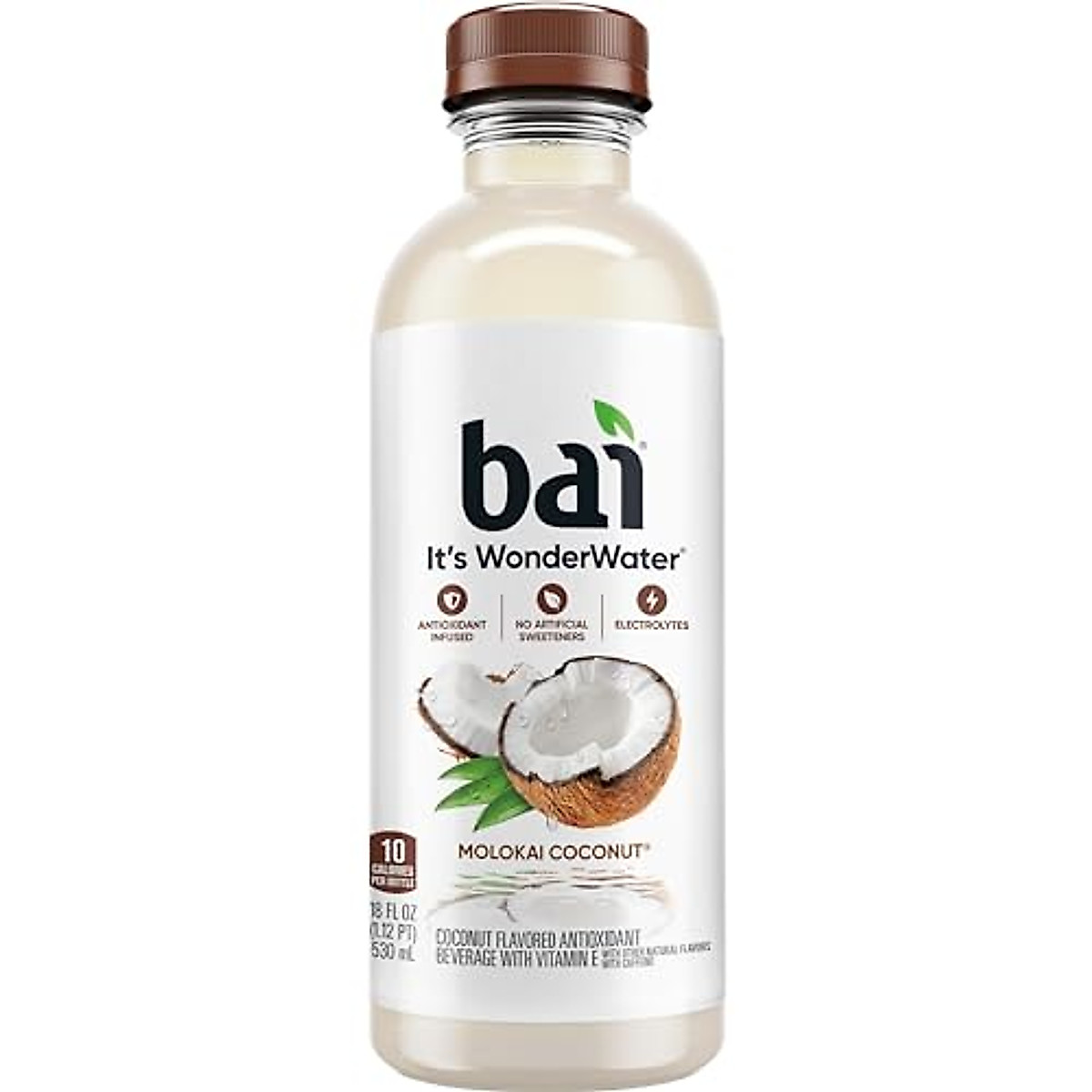 Bai Antioxidant Infused Water Beverage, Molokai Coconut, with Vitamin C and No Artificial Sweeteners, 18 Fluid Ounce Bottle, 12 Pack
