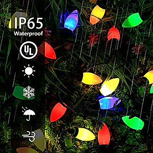 C9 Bulbs - 33ft 50LEDs Christmas String Lights with 29V Safe Adaptor, 5 Sets Connectable,UL Certified Outdoor Indoor Fairy Lights for Christmas Tree Party Garden Decorations