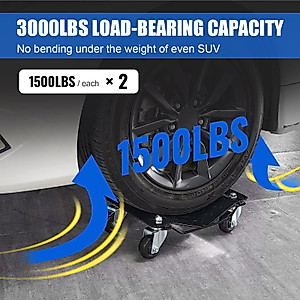 HPDMC 3000lbs Capacity Tire Dolly Car Tire Stakes, Heavy Duty Wheel Dolly Vehicle Tire Skates, 2 Pack