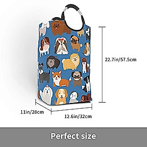 Duduho Large Laundry Basket with Handles Cute Dog Animal Set Laundry Hamper Toys Storage Organizer Foldable Bucket Washing Bin Dirty Clothes Bag for Home Bathroom Bedroom Dorm