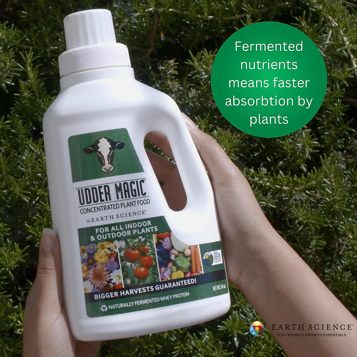 Earth Science Udder Magic Concentrated Plant Food for Indoor & Outdoor Plants – Nutrient Rich Fertilizer for Bigger Harvests & Blooms - Seed Starter for Vegetables, Flowers, Herbs, Succulents (30oz)