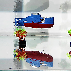 Tipmant RC Submarine Toy Remote Control Boat Ship Electric Dive for Fish Tank Water Tub Kids Birthday Gift (Blue)