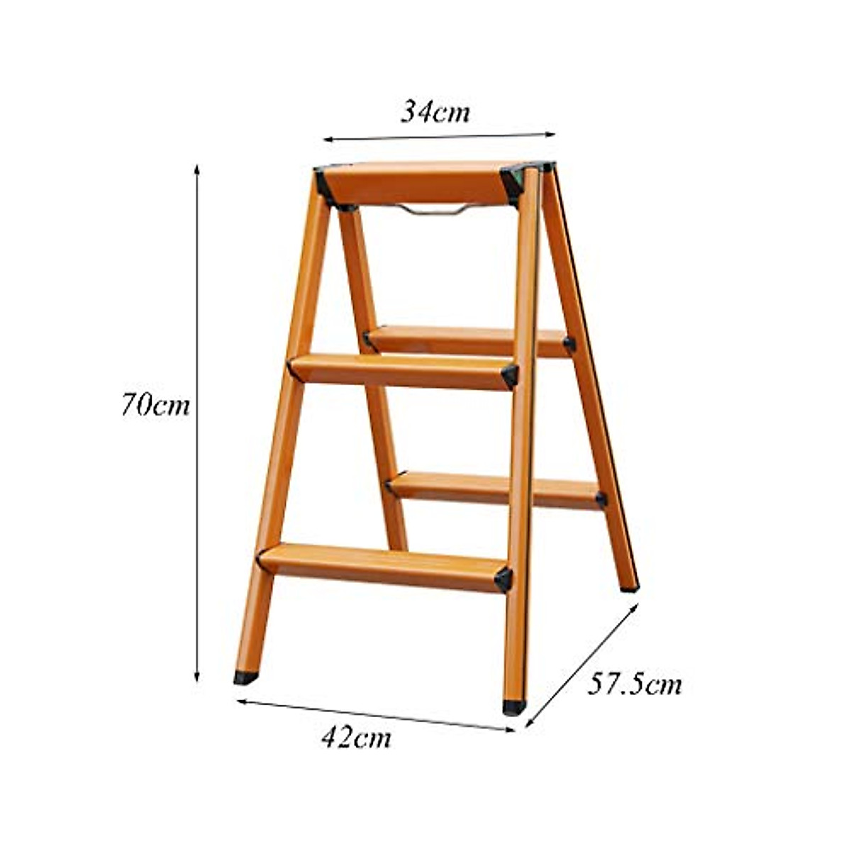 PENGJIE Folding Ladder Step Stool Ladder 3 Step Folding Aluminum Stool Heavy Duty Steel Portable Anti Slip Mat Tread Compact 120 Kg Capacity