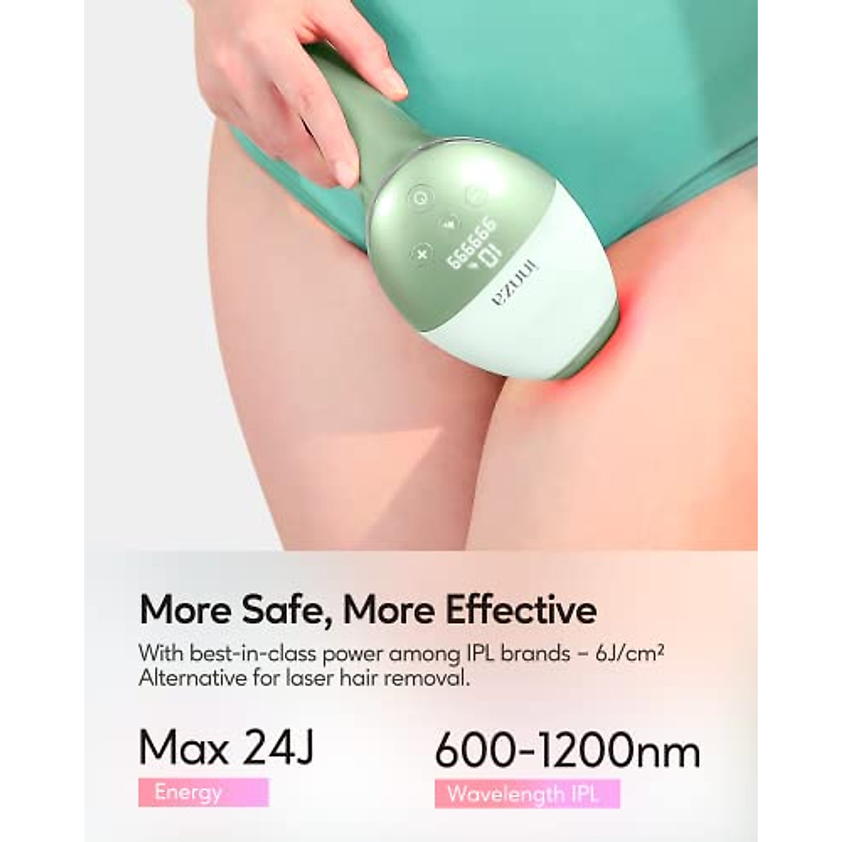 INNZA IPL Hair Removal Device for Women and Men at Home,Permanent Hair Remover Machine with 1 Attachment,10 Energy Levels,24J High Energy Hair Removal Handset for Face Bikini Line Armpit Back,Corded