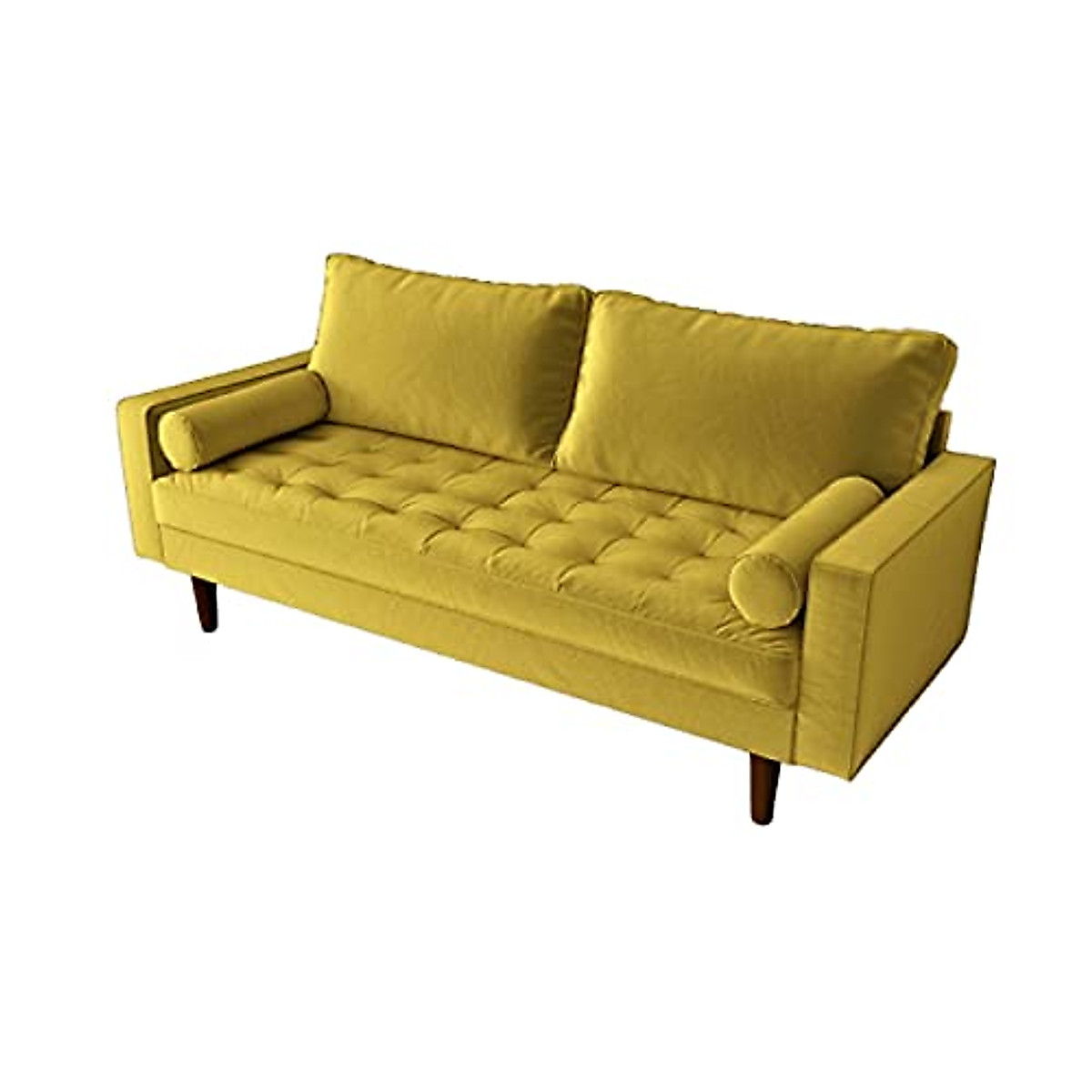 Container Furniture Direct Womble Modern Velvet Upholstered Living Room Diamond Tufted Chesterfield Sofa with Gleaming Nailheads, Textured Gold