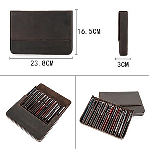 3/12 Leather Pen Case Pack Handmade Drawer Style Detachable Magnetic Pen Case (12 BROWN)…