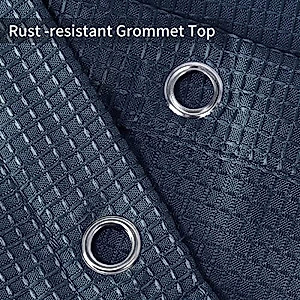 GlowSol Polyester Waffle Weave Fabric Shower Curtain Bathtub Curtain Hotel Grade Shower Curtain for Bathroom Water Proof 96 Inches Long Navy