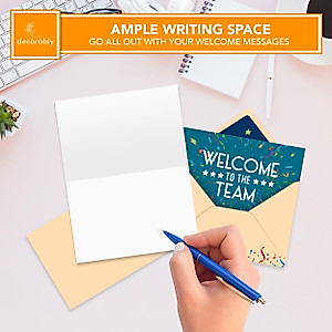 Decorably Work Cards with Envelopes & Stickers - 24 Pack Welcome To The Team Cards with Envelopes & Stickers, Blank Inside Welcome To The Team Card, 6x4in Welcome Cards for Employees, Welcome Card