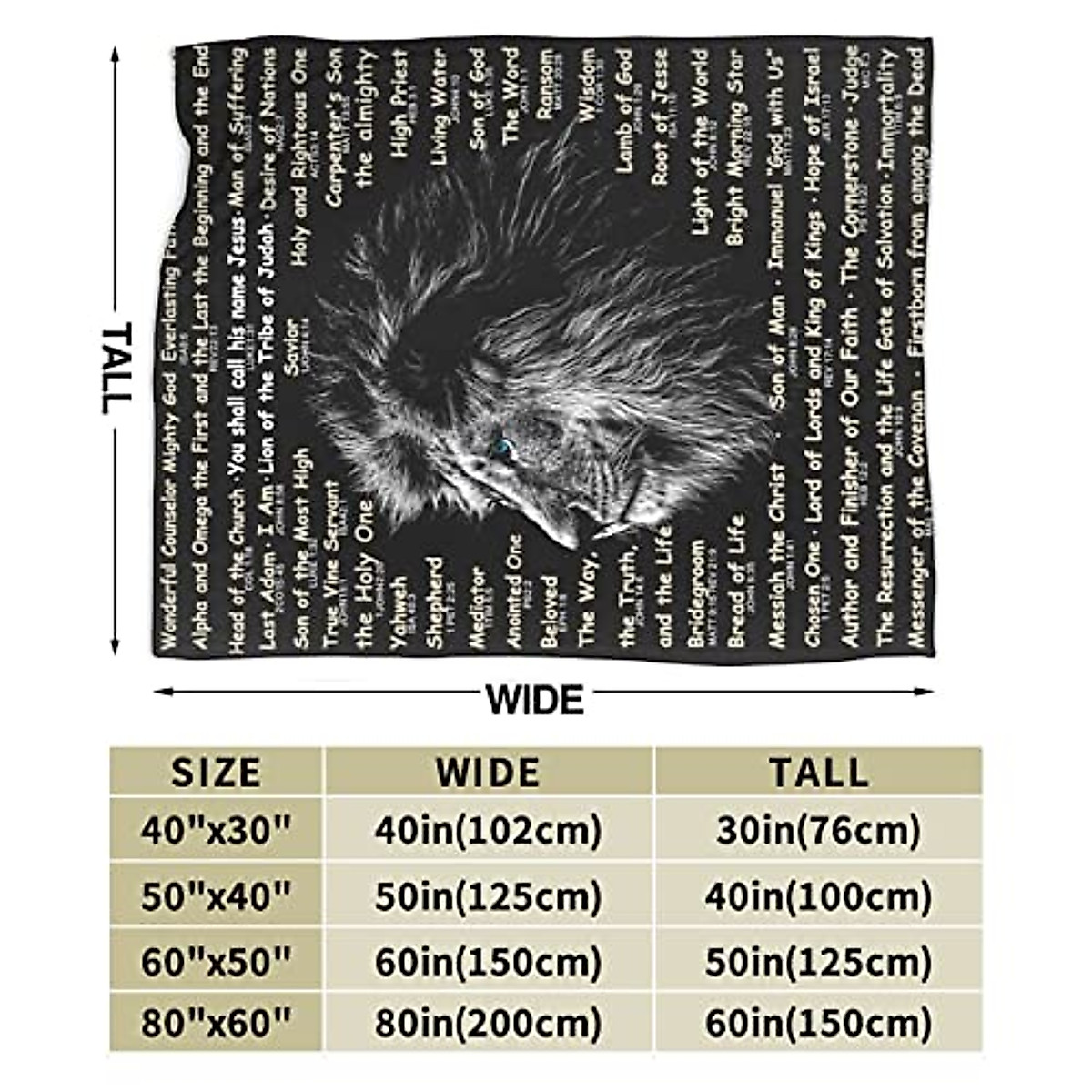 Bible Verse Blanket Christian Gifts (50x40inch)- Religious Throw Blanket Soft Lightweight Cozy Plush Warm Lion Blankets for Women Men