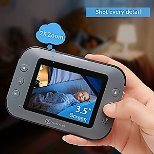 TimeFlys Baby Monitor with Camera and Audio, 3.5''Display, Pan-Tilt-Zoom Video, Night Vision, 2-Way Talk, Temperature, 8 Lullabies and 1000ft Range Baby Monitor No WiFi for Elderly Pet