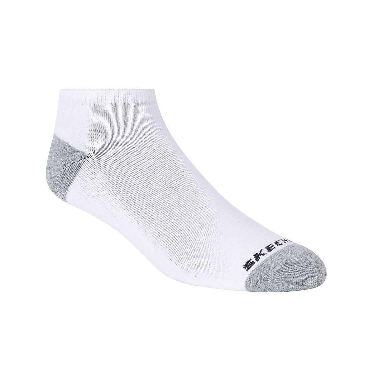 Skechers Mens 10 Pack No Show Running Socks, White/Black