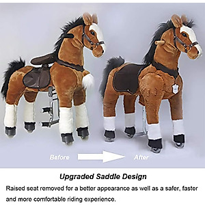 Ufree Large Mechanical Rocking Horse Toy, Ride on Bounce up and Down and Move, 44 inch for Children 6 to Adult (Black Mane and Tail)