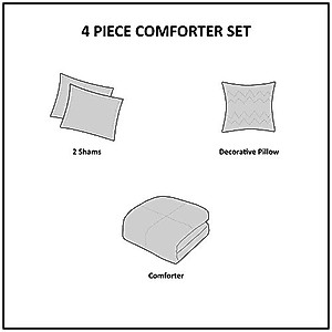 Madison Park Darcey Cozy Comforter Set, Faux Suede, Deluxe Hotel Styling All Season Down Alternative Bedding Matching Shams, Decorative Pillow, King/Cal King(104 in x 92 in), Border Taupe 4 Piece