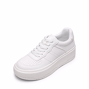 DREAM PAIRS Women Fashion Sneakers Platform Chunky Tennis Walking Lace-Up Comfortable Walking Shoes,SDFN2375W White Size 7.5