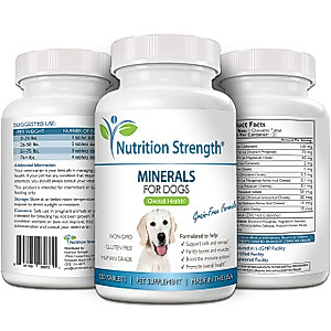 Nutrition Strength Minerals for Dogs, Support Cells & Nerves, Fortify Bones & Muscles, Promote Overall Health with Calcium, Phosphorus, Magnesium, Potassium, Selenium, Iron, Zinc, 120 Chewable Tablets