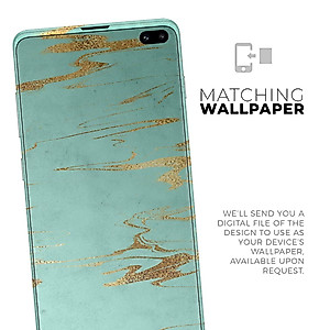 DesignSkinz Mint Marble & Digital Gold Foil V2 Protective Vinyl Decal Wrap Skin Cover Compatible with The Samsung Galaxy S20 (Screen Trim & Back Glass Skin)
