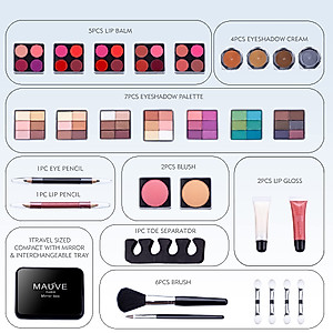 DUER LIKA Makeup Kit for Girls and kids 8-12 Carry All Makeup Train Case with Pro Makeup for Teens Women Full Starter Cosmetics Set (SILVER)