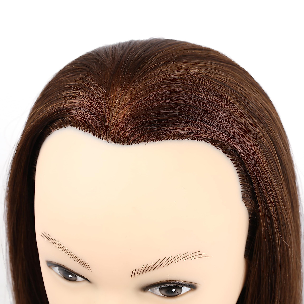 Stancia Mannequin Head Human Hair 50cm, Hair Mannequin 100% Human Hair, Manikin Head Training Doll Head, Cosmetology Mannequin Head for Hairdresser Barber Student (Table Clamp Included)