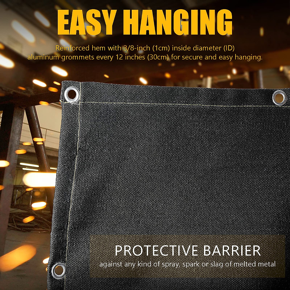 MULMART Welding Blanket 10X10FT, 922GSM, Black, Heavy Duty Welding Blanket, Fireproof Welding Blanket, 1/3”(8mm) Thickness, Large Welding Fireproof Thermal Resistant