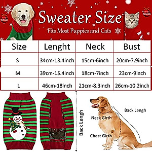 JUNEBRUSHS 4 Pack Dog Christmas Sweaters, Xmas Dog Holiday Sweaters Puppy Clothes Dog Christmas Outfits Winter Warm Pet Santa Snowman Reindeer Snowflake Sweater for Small Medium Cats Dogs