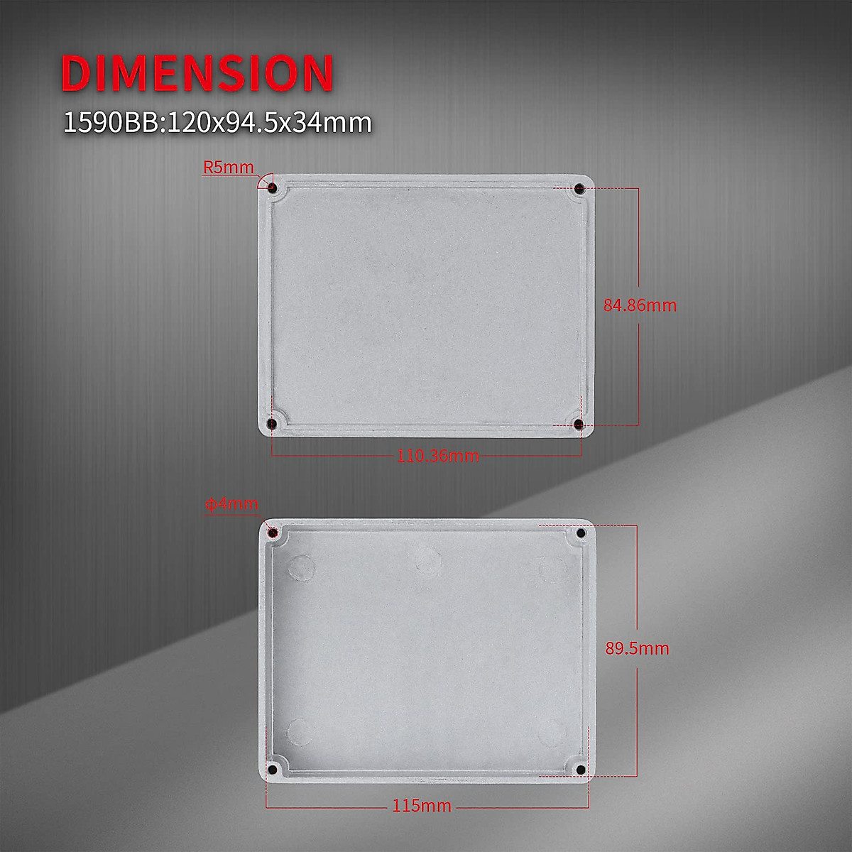 DaierTek 1590BB Aluminum Metal Stomp Box Case Guitar Pedal Enclosure Effect Enclosure Stomp Box Unpainted 120x94.5x34 MM Toggle Switch Box