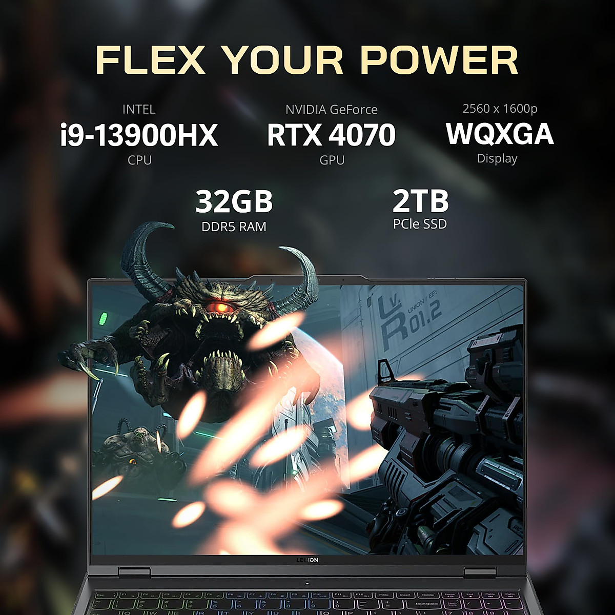 Lenovo Legion Pro 5i 16" WQXGA 240Hz Gaming Laptop, Core i9-13900HX, 32GB DDR5 RAM, 2TB SSD, NVIDIA GeForce RTX 4070, 1080p Webcam, RGB Backlit Keyboard, Gray, Win 11 Pro, 32GB Hotface USB Card