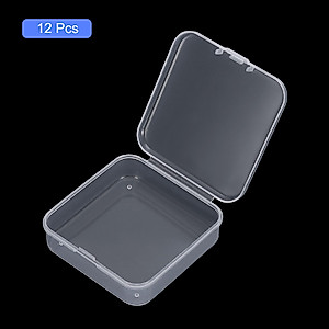 uxcell 12Pcs Clear Small Plastic Beads Storage Containers with Lids, Square Anti-Oxidation Jewelry Storage Boxes for Small Items Craft, Beads, Ear Studs, Necklaces(3×2.95×1.02In)
