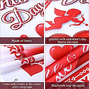 Happy Valentine's Day Door Cover, Large Fabric Valentines Day Red Heart Door Cover Valentines Day Banner Door Hanging Holiday Decoration for Valentines Day Party Favors, 78 x 35.4 Inch