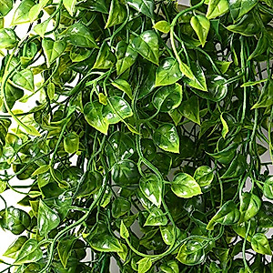 CLONG 2pcs Artificial Hanging Plants 32-in Fake Hanging Plant Fake Ivy Vine Outdoor UV Resistant Plastic Plants (Ivy)