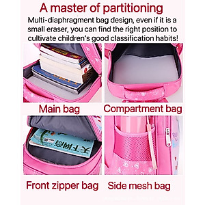 HONTUBS 16" Schoolbags, primary school students, girls, kindergarten girls, lightweight children‘s backpacks for grades (Sky blue 16＂)