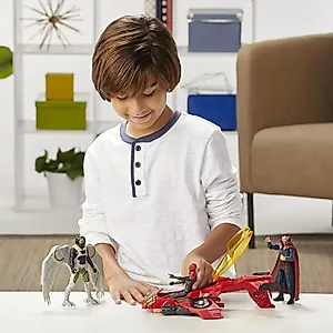 Spider-Man Marvel: Spider Escape Jet, with 3 Action Figures in 6-Inch Scale, Including Spider-Man and Marvel's Vulture, 4 Projectiles, Ages 4 and Up