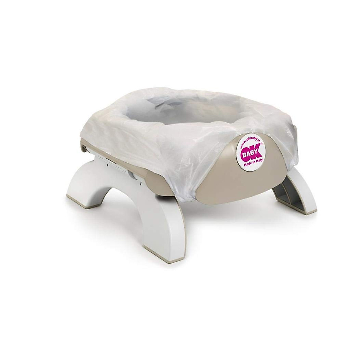 Ok Baby On The Spot 3 in 1 Travel Potty Seat - Compact & Lightweight Design - Features Non-Slip Rubber Base - Removable Inner Bowl - Toilet Training Seat for Toddlers & Children, Grey