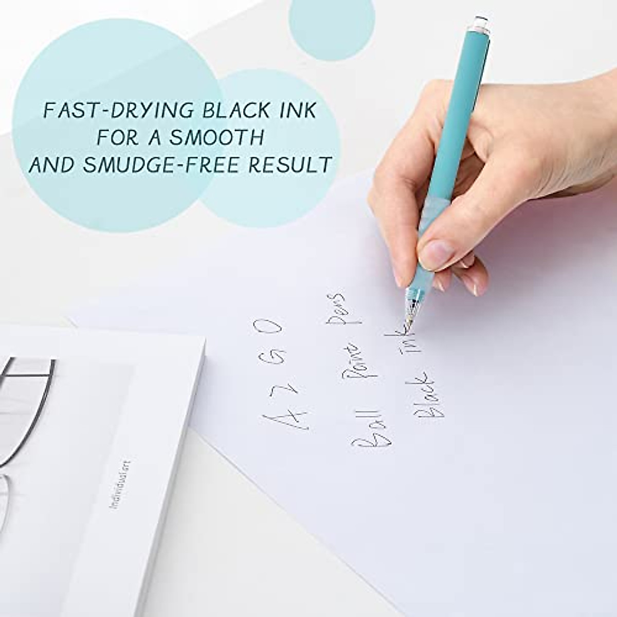 AZGO Ballpoint Pens Black Retractable Ink Writing Pen Office 0.7mm Ball Point Pen for Journaling (6-count)