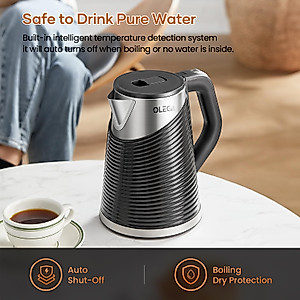 OLEGA Electric Kettle - 1500W Fast Boiling Electric Tea Kettle 1.8L BPA-Free Stainless Steel Hot Water Kettle Electric for Boiling Water Auto Shut Off Electric Water Kettle for Coffee Tea 120V