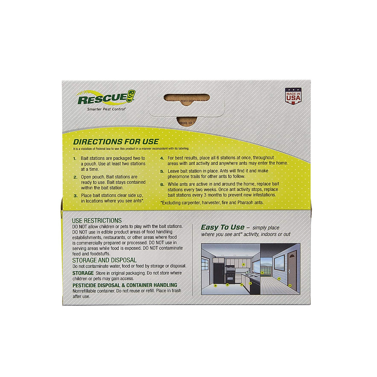 RESCUE! Ant Baits – Indoor Ant Killer, Ant Trap Alternative - 2 Pack (12 Bait Stations)