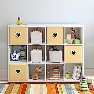 MEGASKET White Baskets for Organizing Set 3, 14.9" X 9.4" X 8.6" Cotton Rope Woven Baskets with Handles, Shelves White Wicker Storage Baskets, Baby Kids Closet Organizer Storage Bins, Cream White