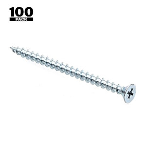 Prime-Line 9016852 Sheet Metal Screw, Self-Tapping, Flat Head Phillips, #8 X 2-1/2 in, Zinc Plated Steel, Pack of 100