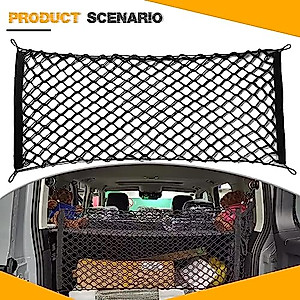 Car Cargo Net, Car Trunk Cargo Storage Organize Net Stretchable with Hooks,SUV Car Interior Accessories for Cars, Trucks, SUV, Car Interior Accessories(35.4x15.8 Inch)