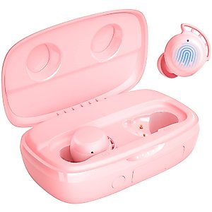 Tribit Earbuds, 150H Playtime IPX8 Bluetooth5.2 Deep Bass Bluetooth Earbuds Touch Control Headphones with Mic Earphone in-Ear Wireless Earbuds for iPhone Android Flybuds 3 Pink, Bluetooth Headphones