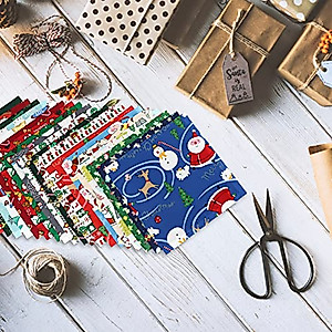 20 Sheets Christmas Fabric Bundles Sewing Craft Square Patchwork Precut Printed Fabric Scraps Quilting Sewing Polyester Fabric for DIY Christmas Stocking Wreath Doll Dress Apron Supply