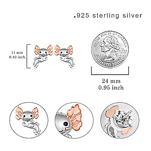 Axolotl Earrings 925 Sterling Silver Salamander Stud Earring Cute Animal Gifts for Women Jewelry Birthday Gifts Christmas Gifts