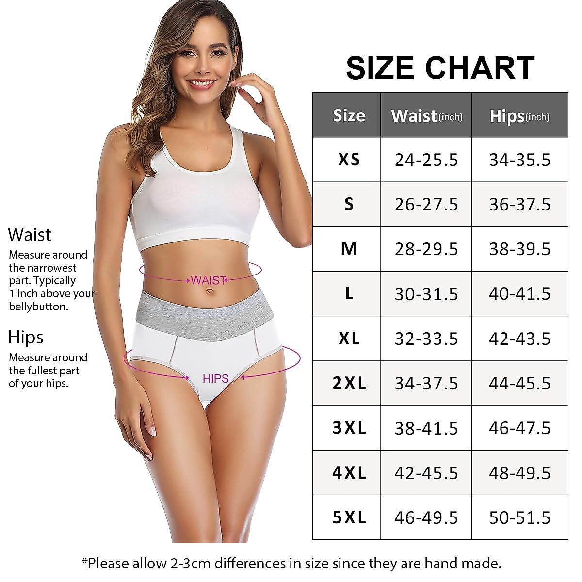 wirarpa Women's Soft Cotton Underwear Briefs Breathable 5 Pack High Waist Full Coverage Multicolor Ladies Panties Large