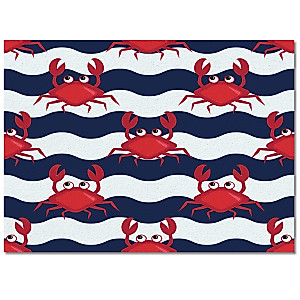 Big buy store Indoor Area Rugs Red Crab Non-Slip Rectangular Carpet Blue Chevron Zig Zag Soft Floor Mat for Living Room Bedroom Kids Room Kitchen Home Decor -2'x3'