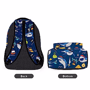 oallpu Cartoon Shark Backpack, Casual Lightweight Shark Laptop Bag, Classic Shoulders Backpack Cute Daypack with Multiple Pockets(Cartoon Shark)