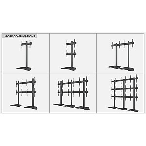 3x3 Video Wall Rolling Mount Cart Display with Micro Adjustment Arms Vesa Universal TV Television