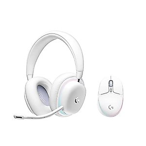 Logitech G735 Wireless Gaming Headset + G705 Mouse, Customizable LIGHTSYNC RGB Lighting, Lightspeed Wireless, Bluetooth, PC/Mac/Laptop - White Mist